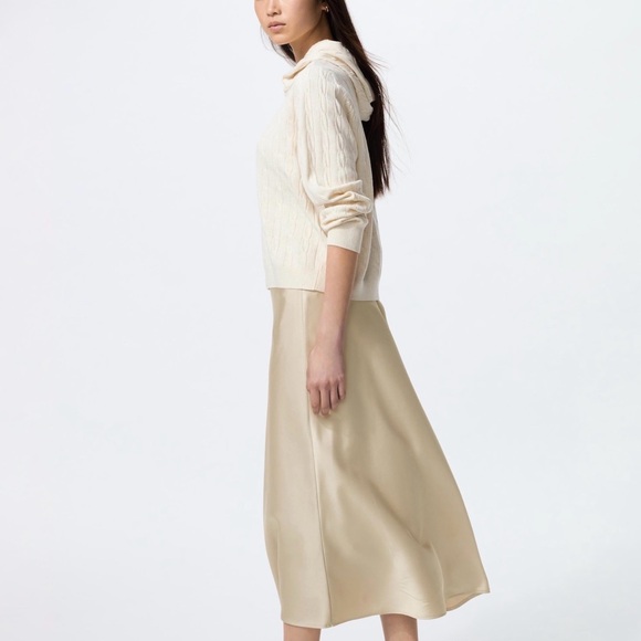 Uniqlo | Skirts | Uniqlo Champagne Satin Skirt Inner Slip | Poshmark